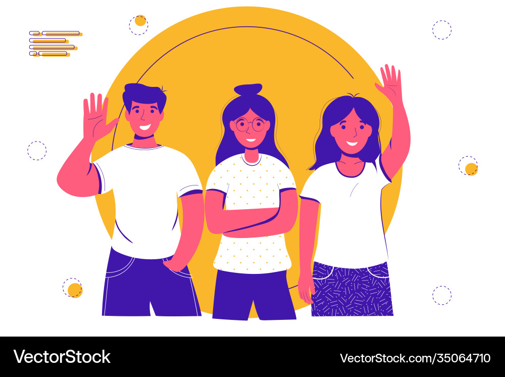 Happy people welcoming Royalty Free Vector Image