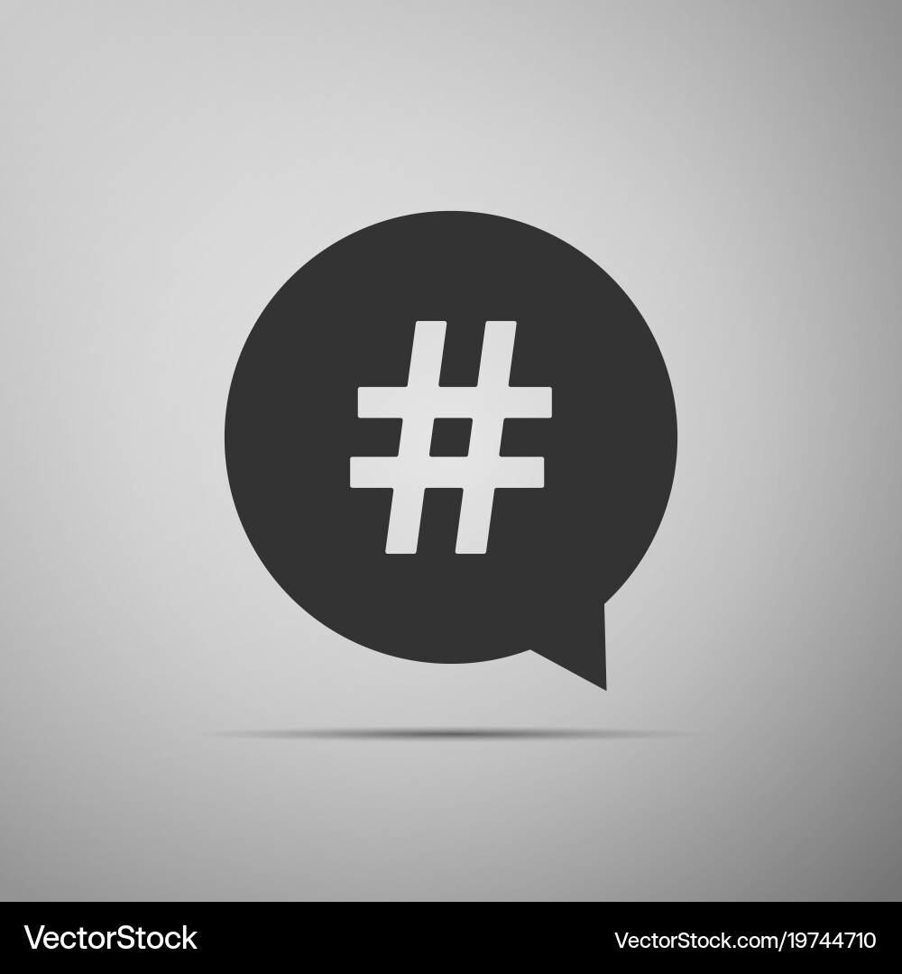 Hashtag in circle icon isolated on grey background