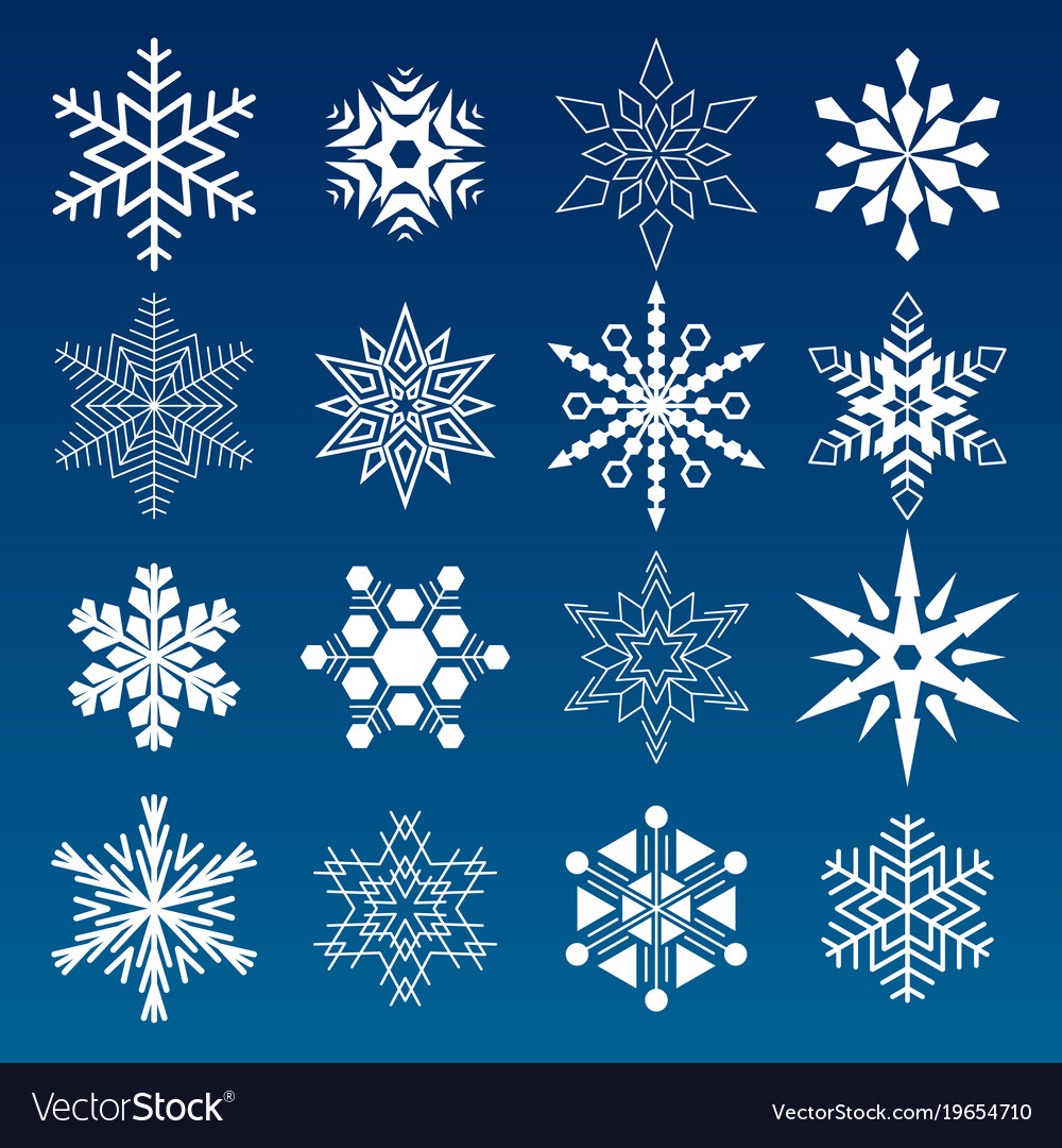 Set winter snowflakes Royalty Free Vector Image