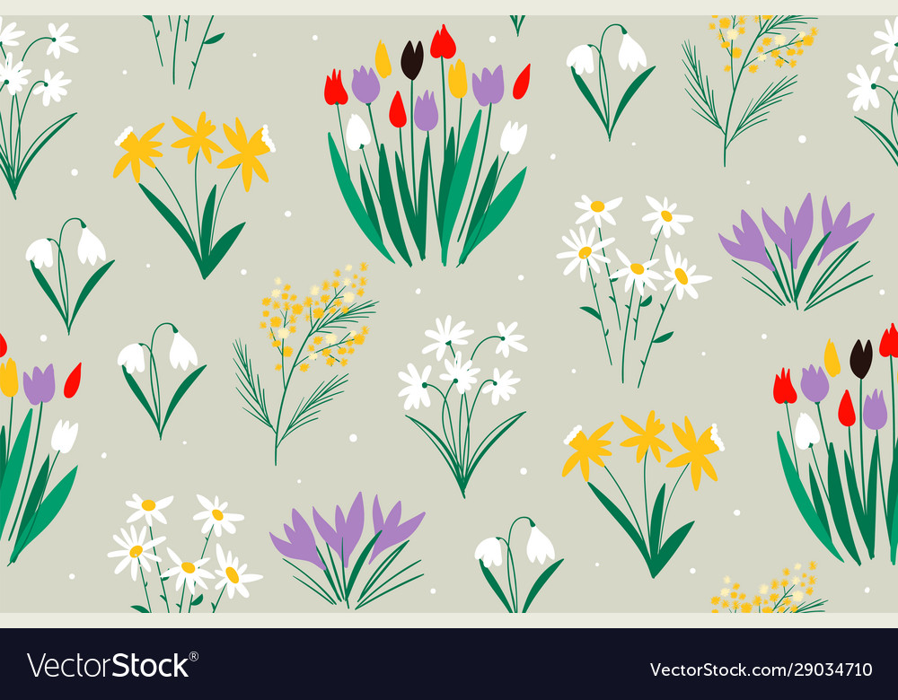 Spring colorful pattern on a green background Vector Image
