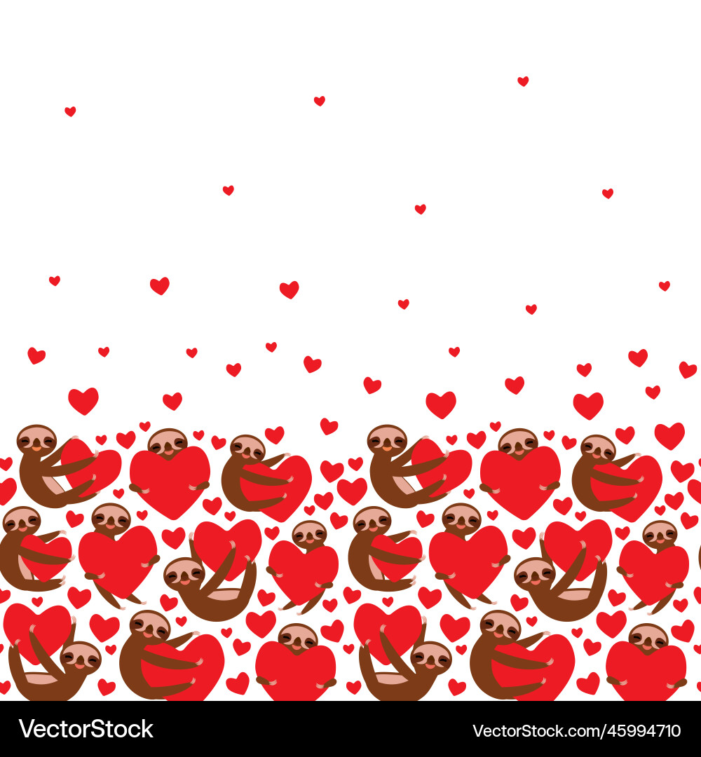 Three-toed sloth holding red heart isolated Vector Image