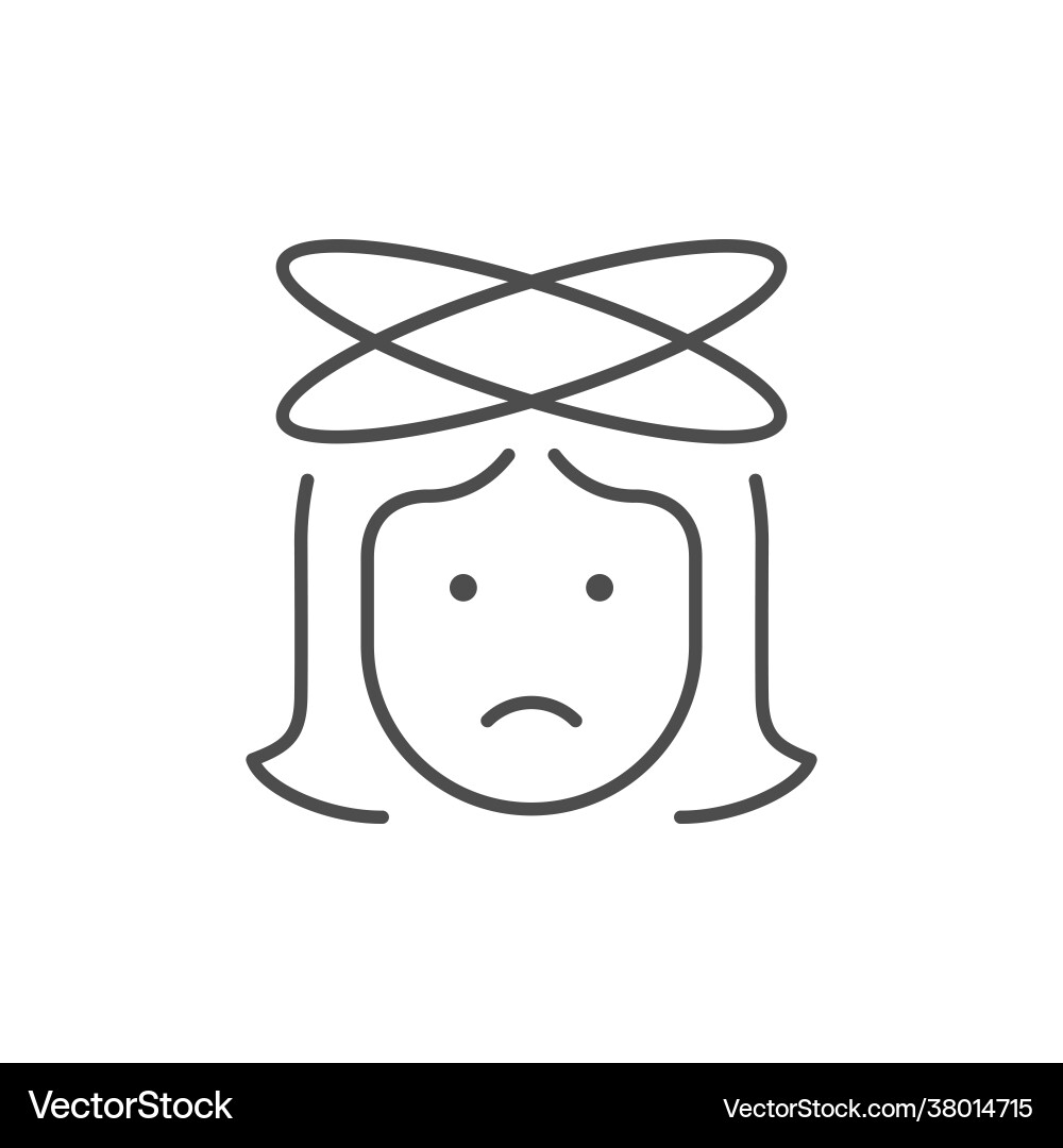 Dizziness symptom line outline icon Royalty Free Vector