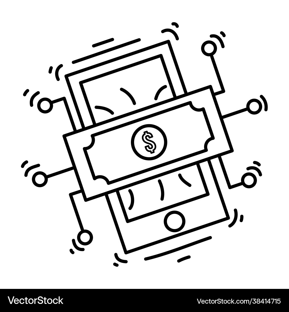 Ecommerce digital money icon hand drawn set Vector Image
