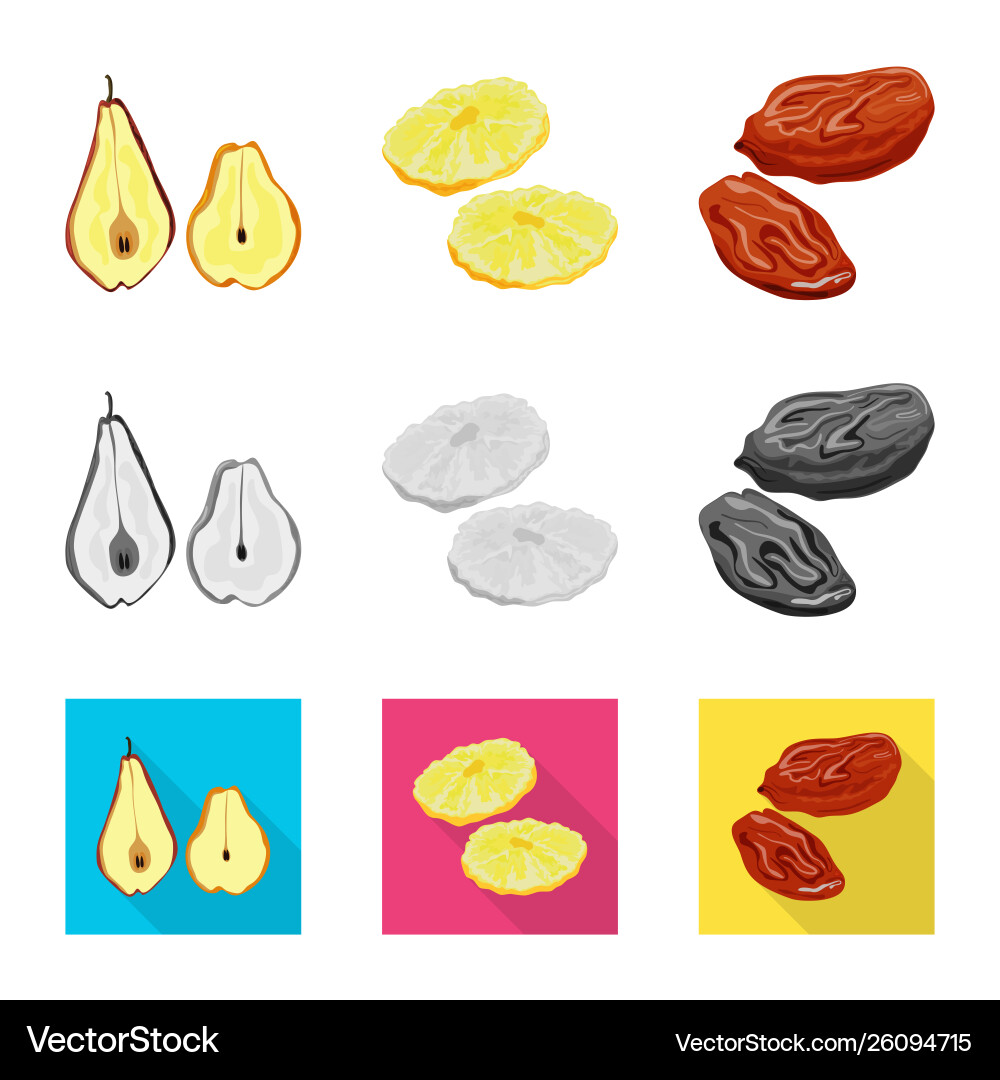 Food and raw icon set Royalty Free Vector Image