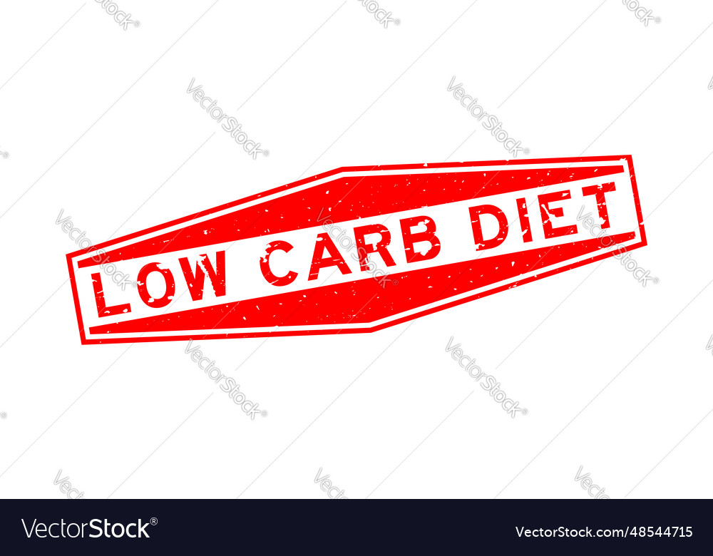 Grunge red low carb diet word hexagon rubber seal Vector Image