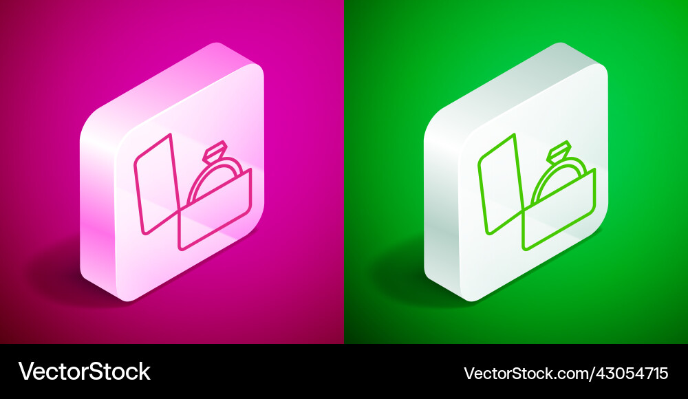 Isometric line diamond engagement ring in a box Vector Image