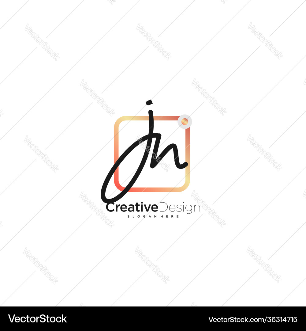 Jn initial letter handwriting logo art hand drawn Vector Image