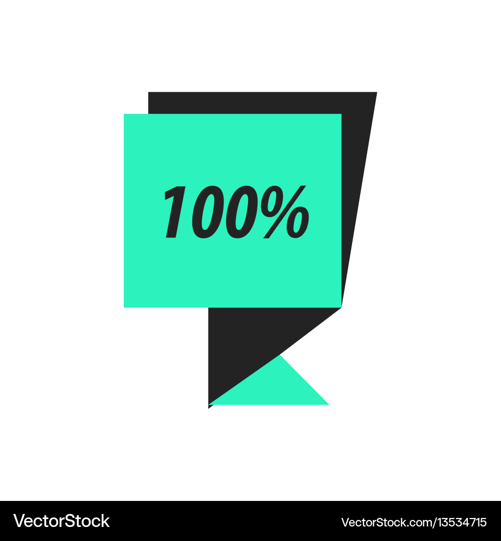 Label hundred percent black green Royalty Free Vector Image