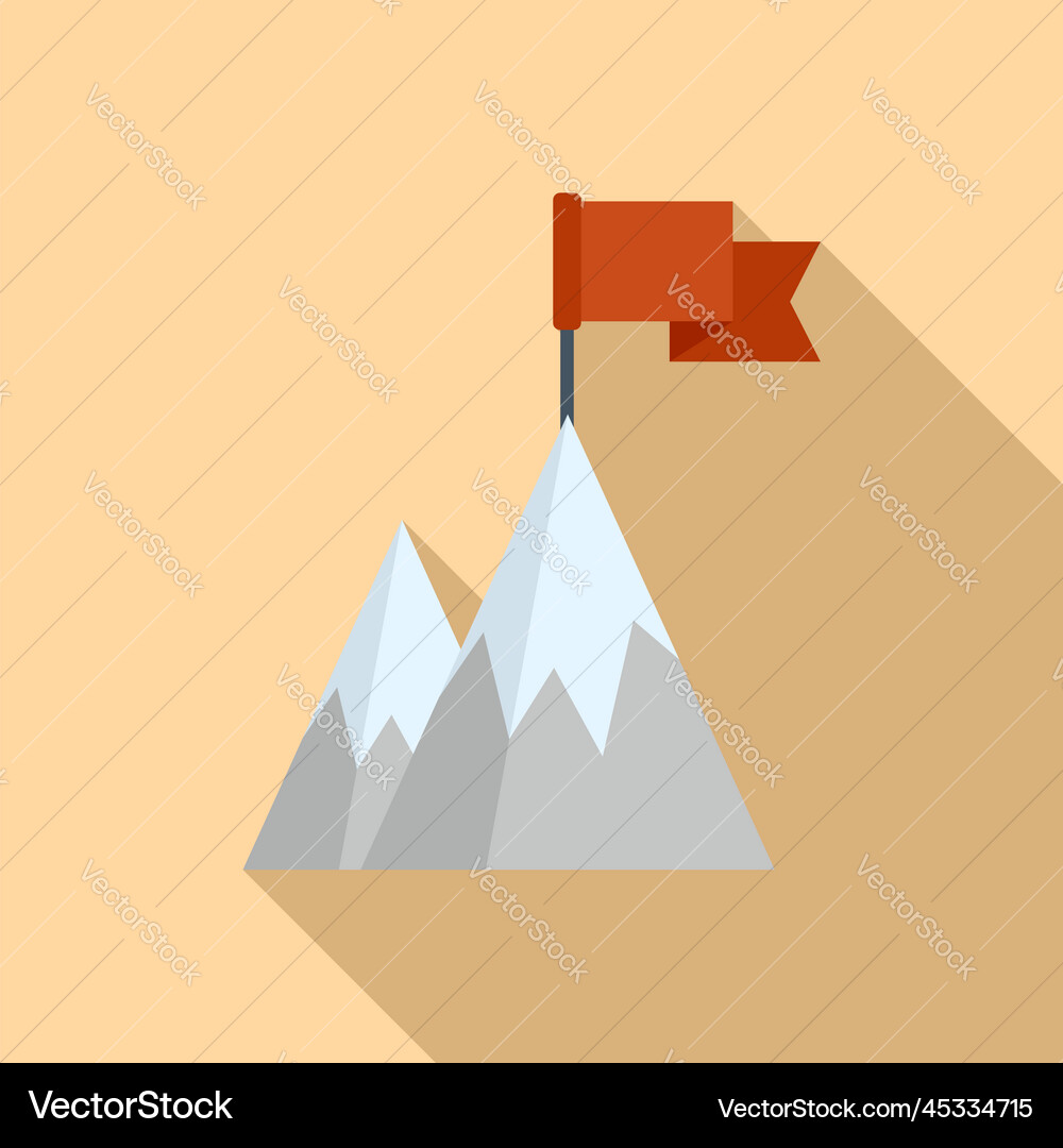 Leader flag on mountain icon flat top Royalty Free Vector