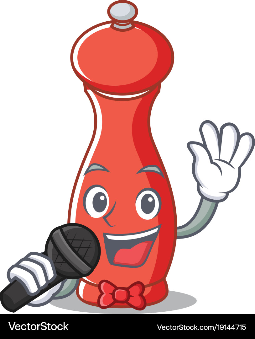 Singing pepper mill character cartoon Royalty Free Vector