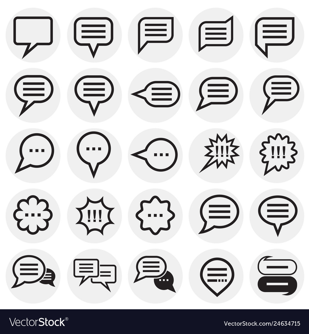 Text bubble icon set on circles background Vector Image