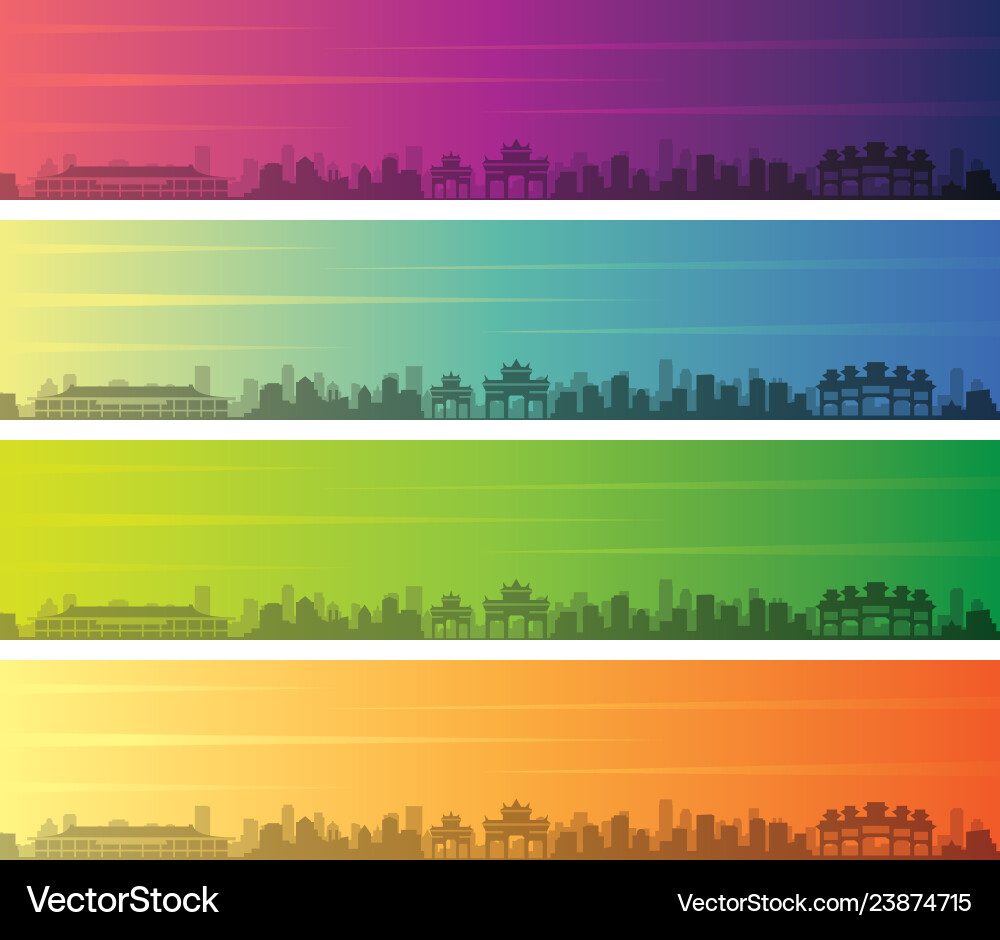 Zhuhai multiple color gradient skyline banner Vector Image