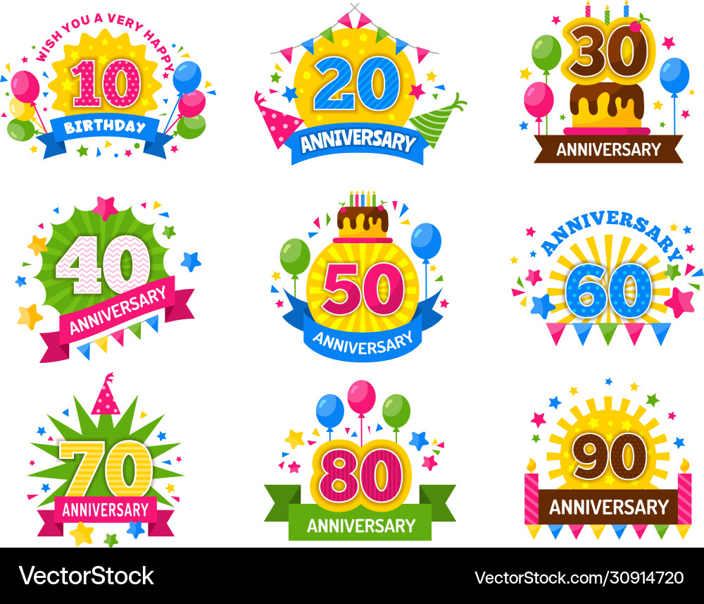 Anniversary numbers celebration party year Vector Image