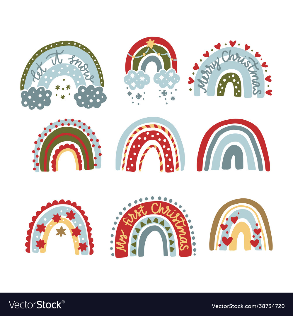 Christmas rainbow festive nursery trendy Vector Image