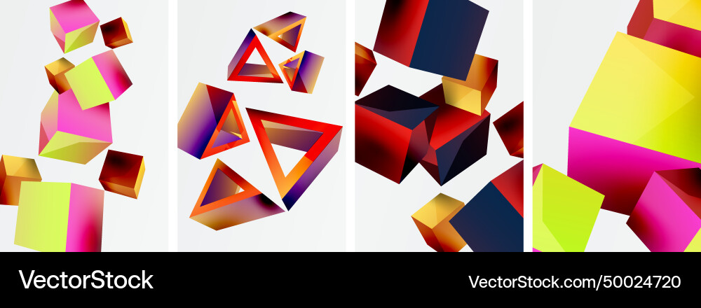 Composition of 3d cubes and other geometric Vector Image