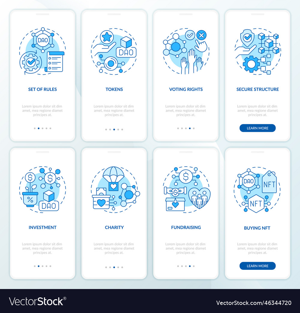 Dao Elements And Usage Purpose Blue Onboarding Vector Image