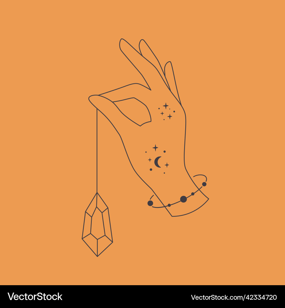 Hand with celestial mystical symbols Royalty Free Vector