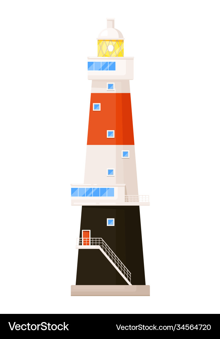 Huge lighthouse multi-storey tower isolated Vector Image