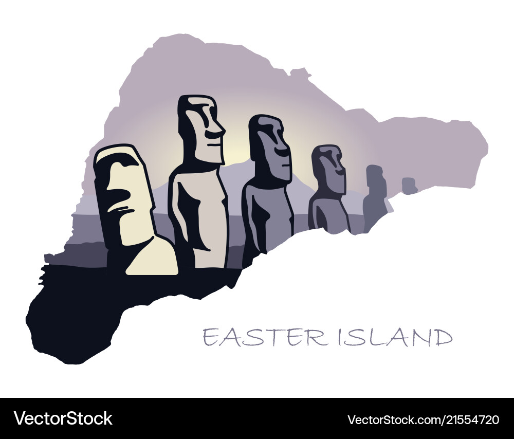 Map of easter island with the image attractions Vector Image