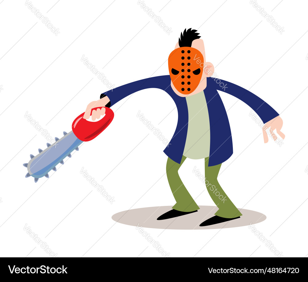 Murderer hold chainsaw cute halloween cartoon Vector Image
