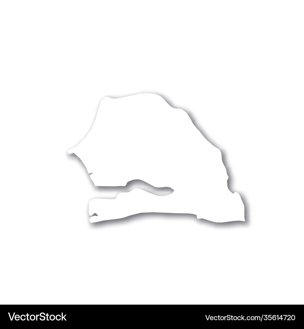 Senegal - white 3d silhouette map country area Vector Image