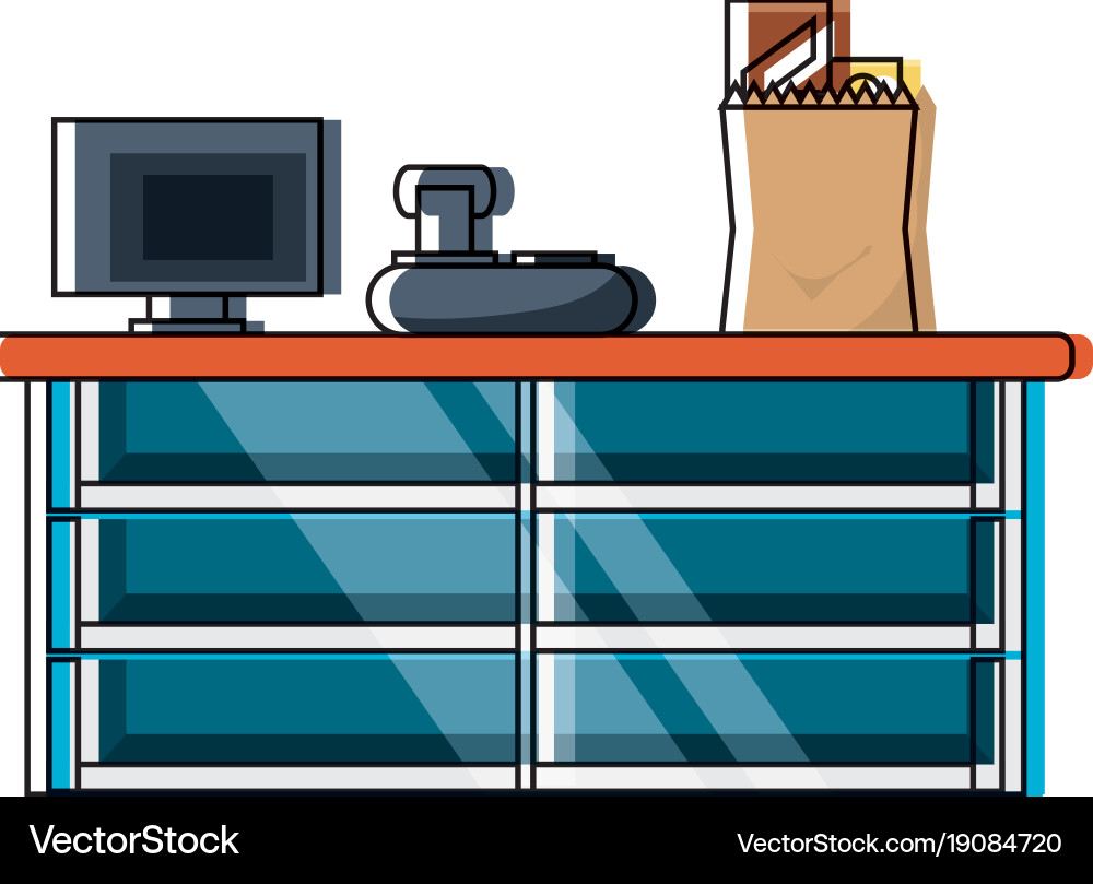 Supermarket cash register design Royalty Free Vector Image