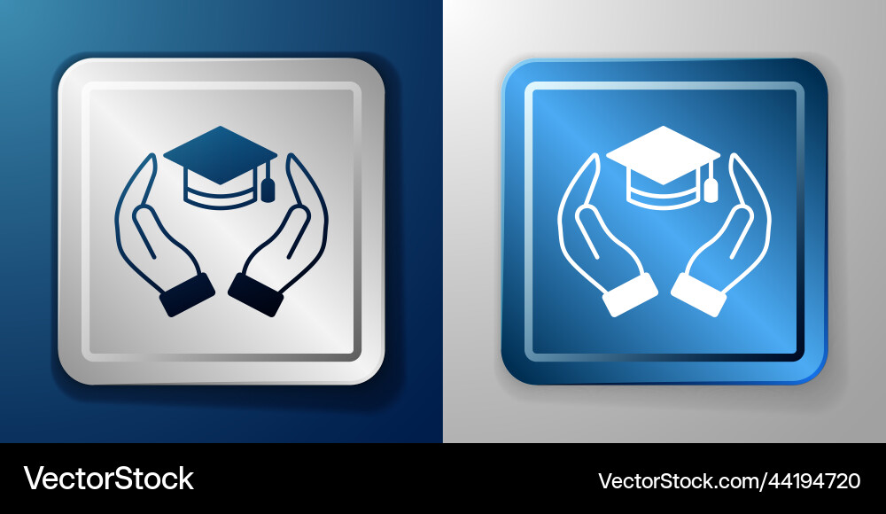 White education grant icon isolated on blue Vector Image