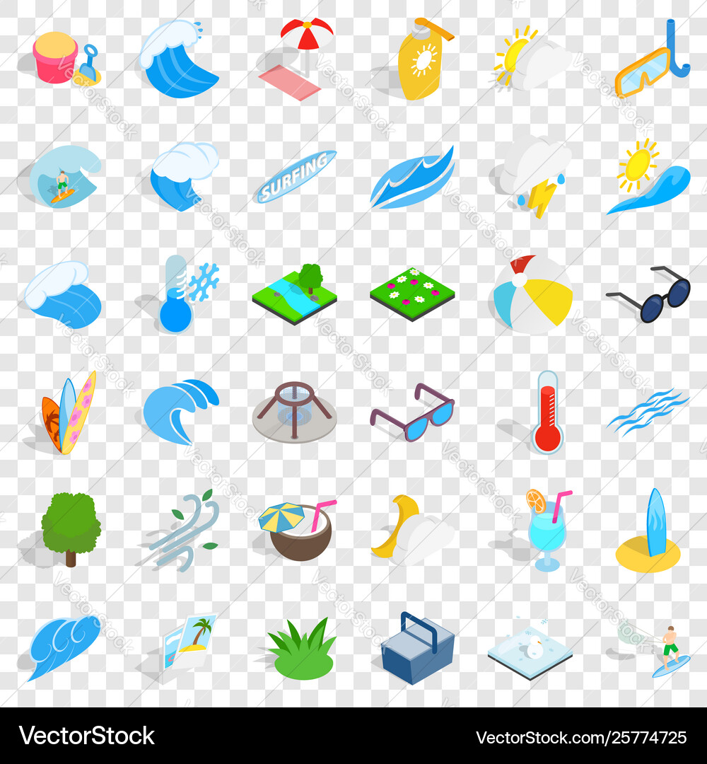 Aqua icons set isometric style Royalty Free Vector Image