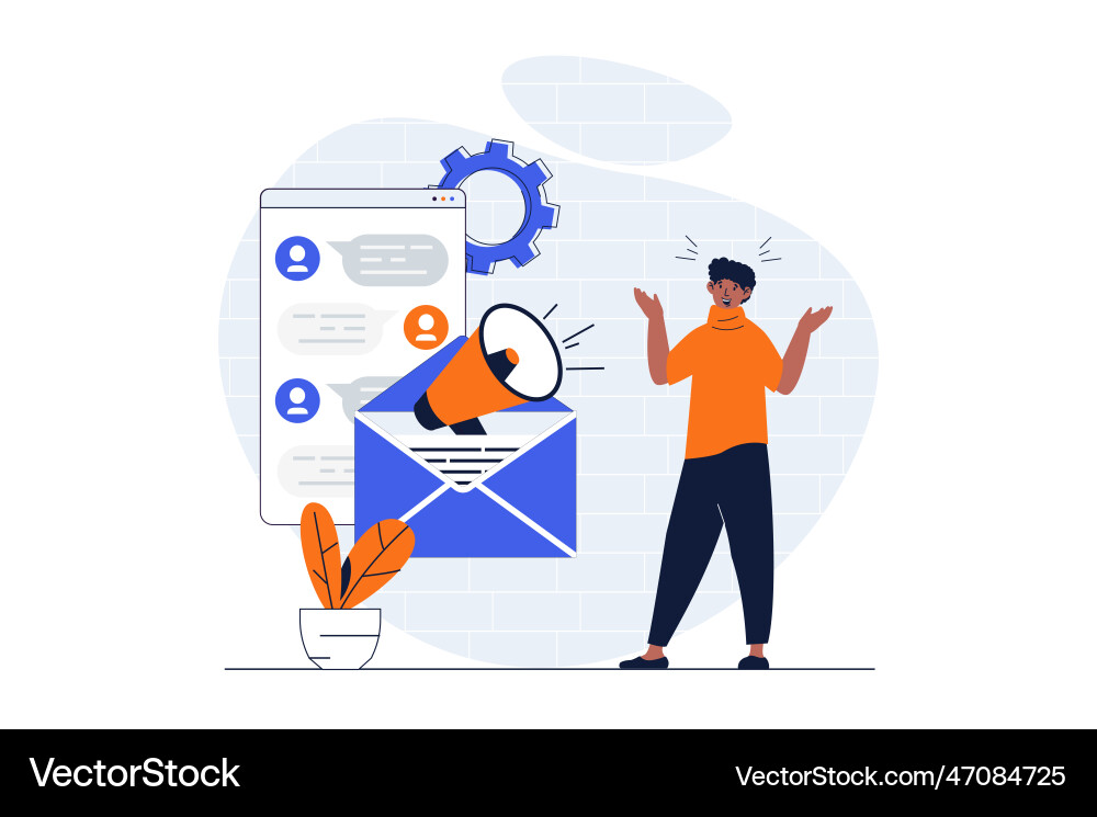 Email marketing web concept with character scene Vector Image