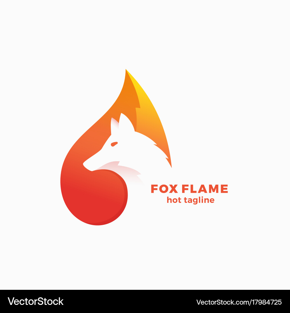Fox flame abstract symbol sign or logo Royalty Free Vector