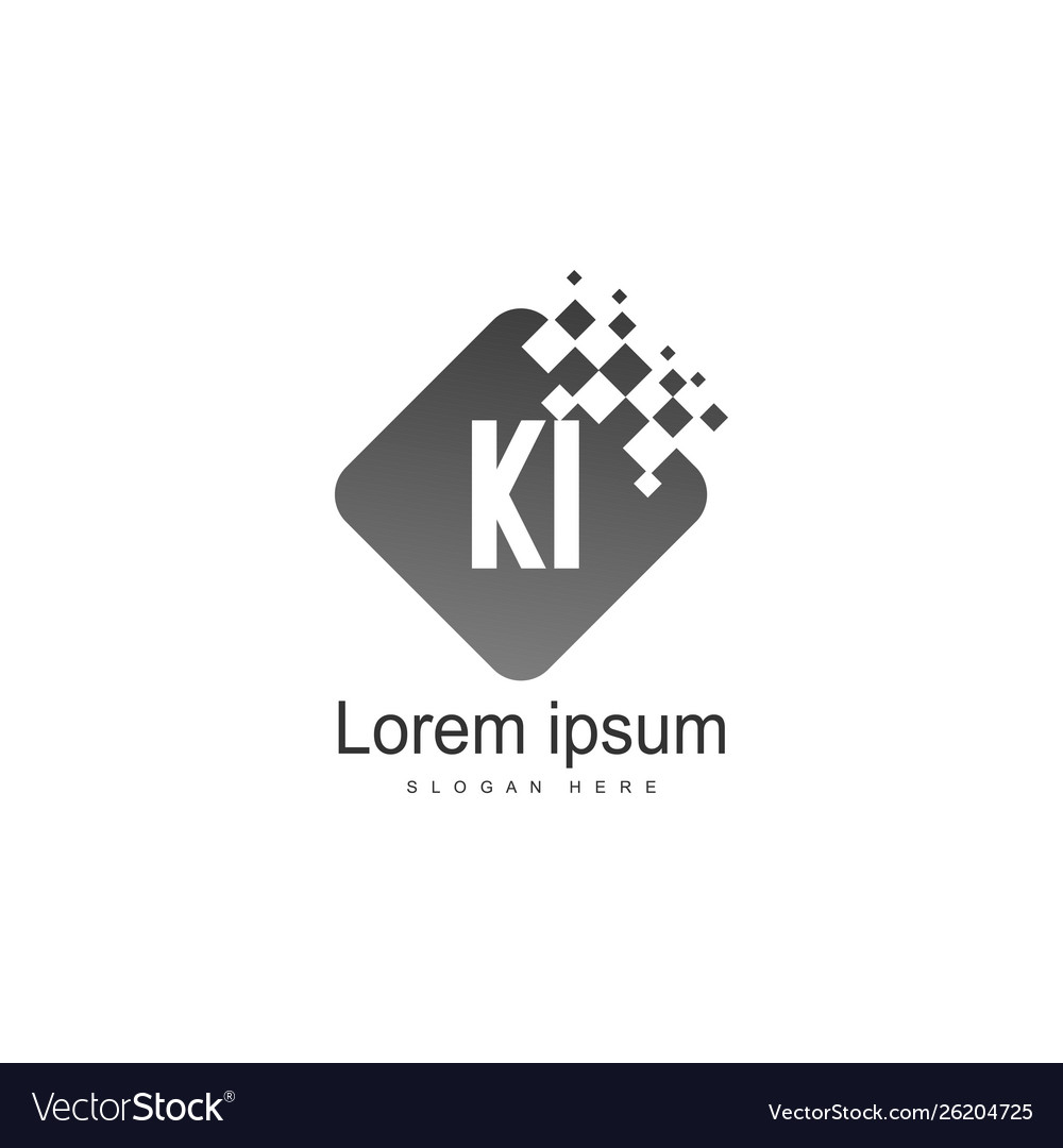 Initial ki logo template with modern frame Vector Image