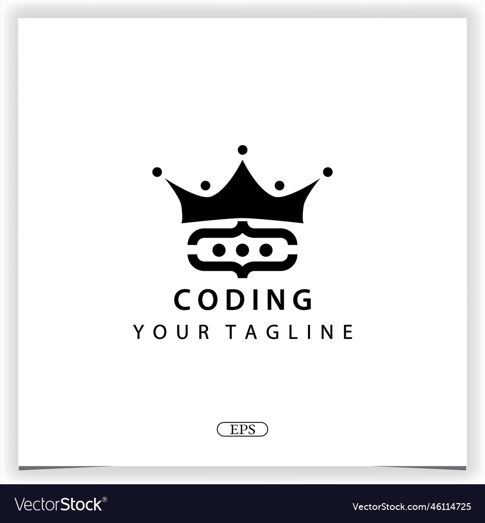 King Coding Or Programer Logo Premium Elegant Vector Image