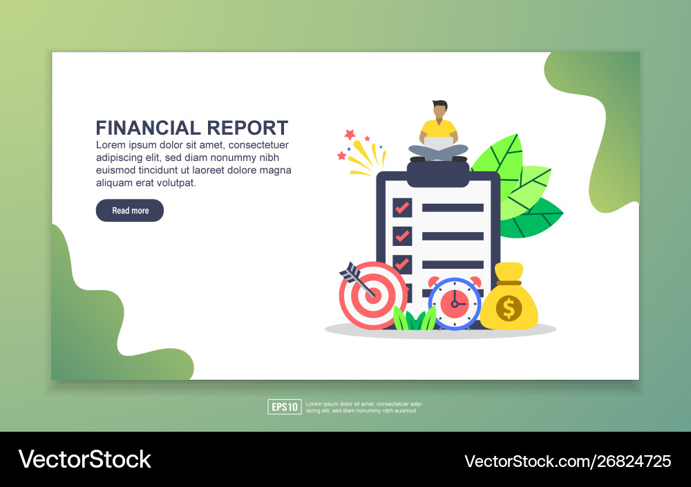 Landing page template financial report modern Vector Image