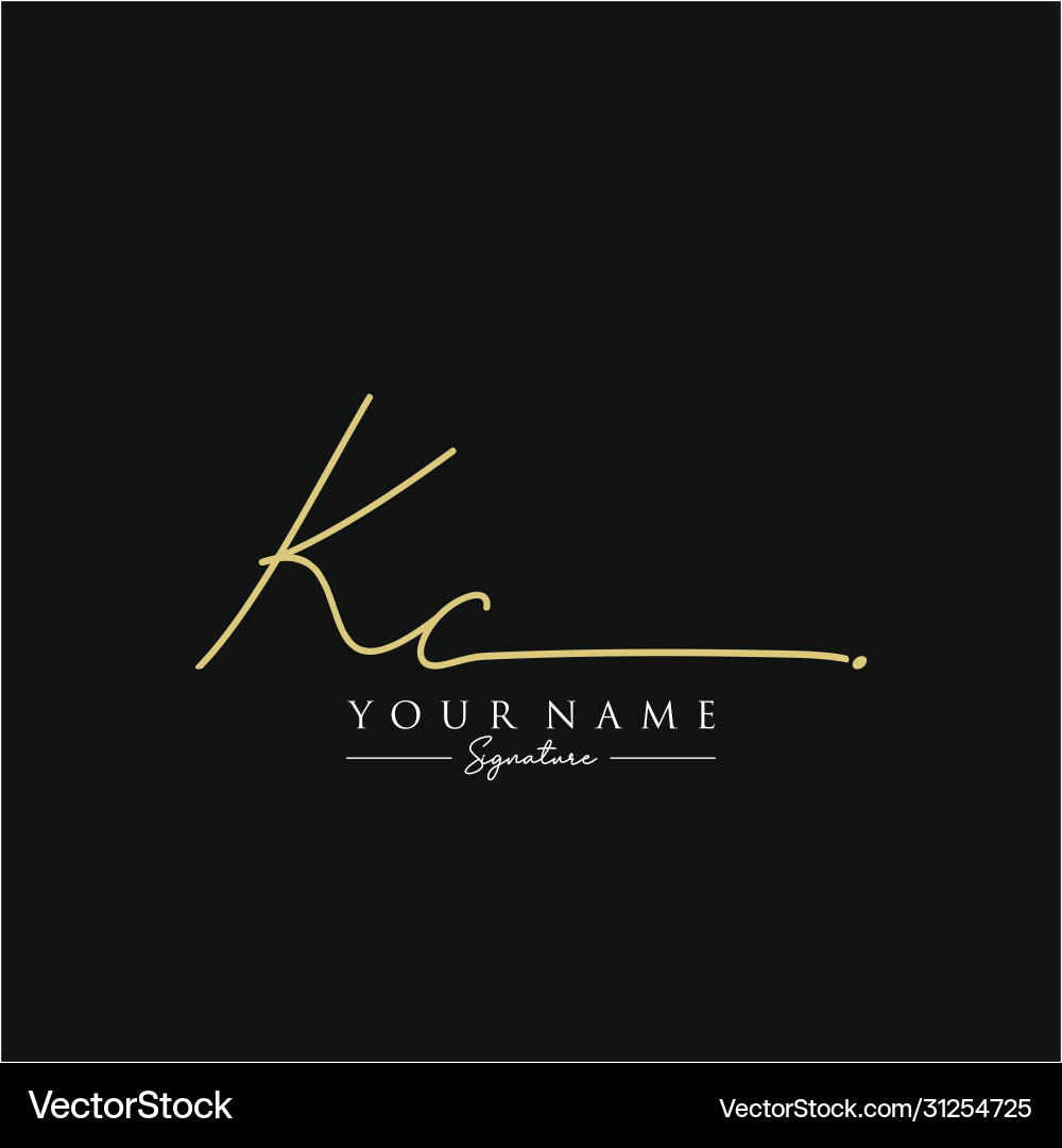 Letter kc signature logo template Royalty Free Vector Image
