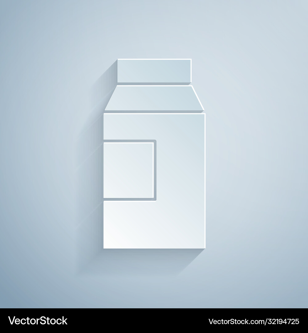 Paper cut package for milk icon isolated Vector Image