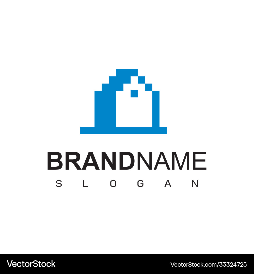 Pixel house modern real estate logo Royalty Free Vector