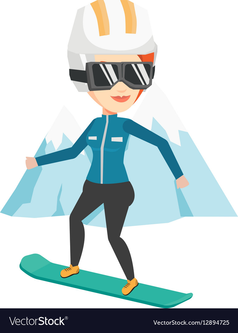 Young woman snowboarding Royalty Free Vector Image