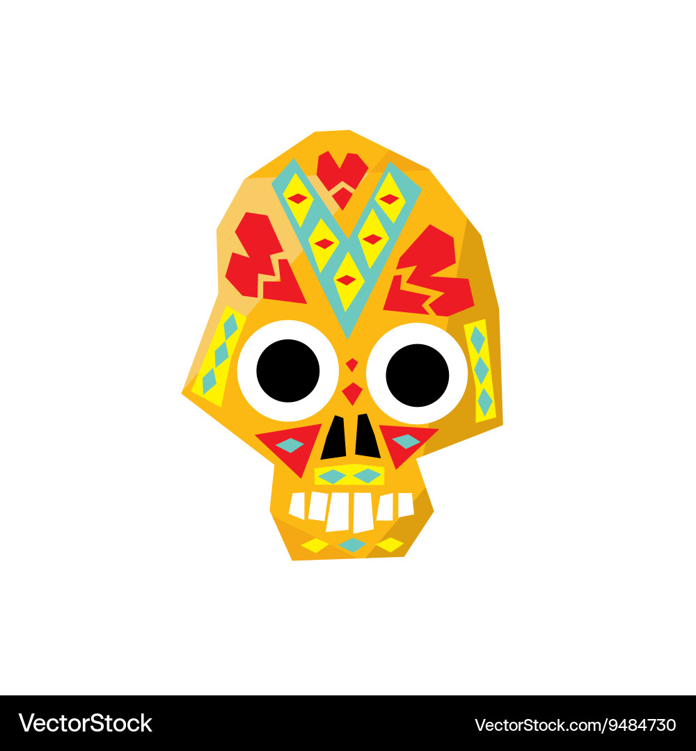 Bright color traditional mexican painted scull Vector Image