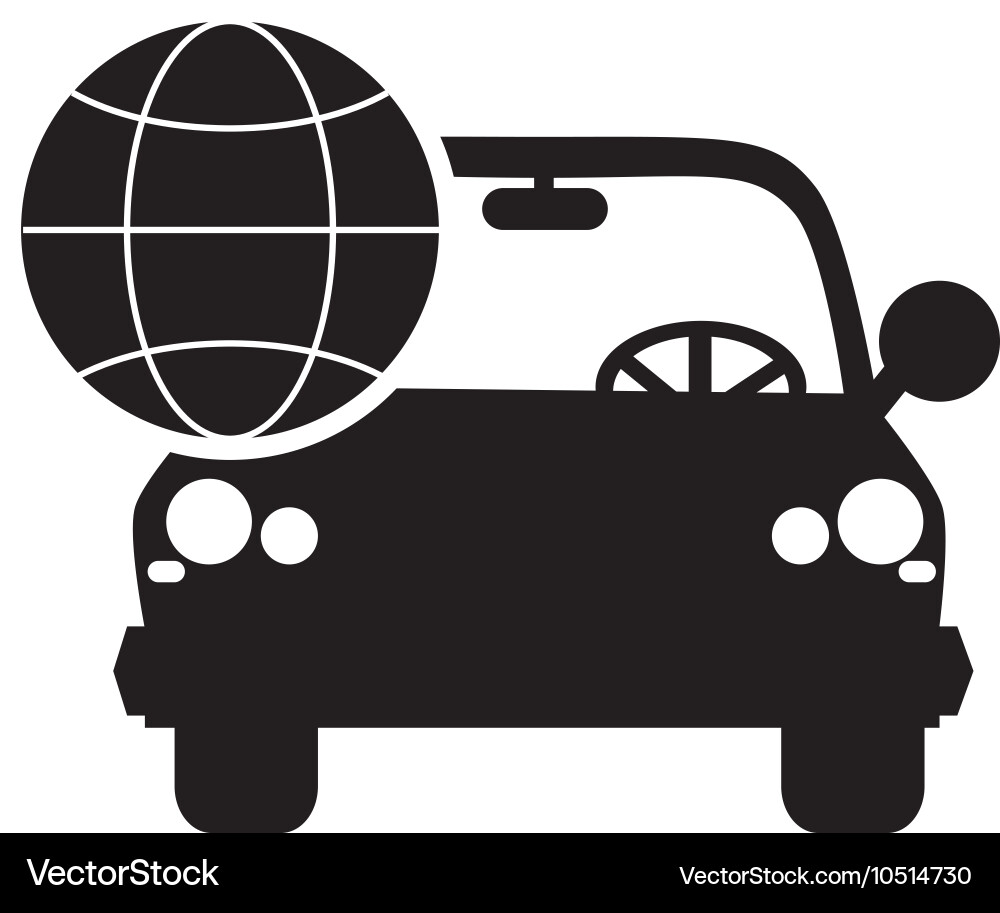 Car and earth globe diagram icon Royalty Free Vector Image