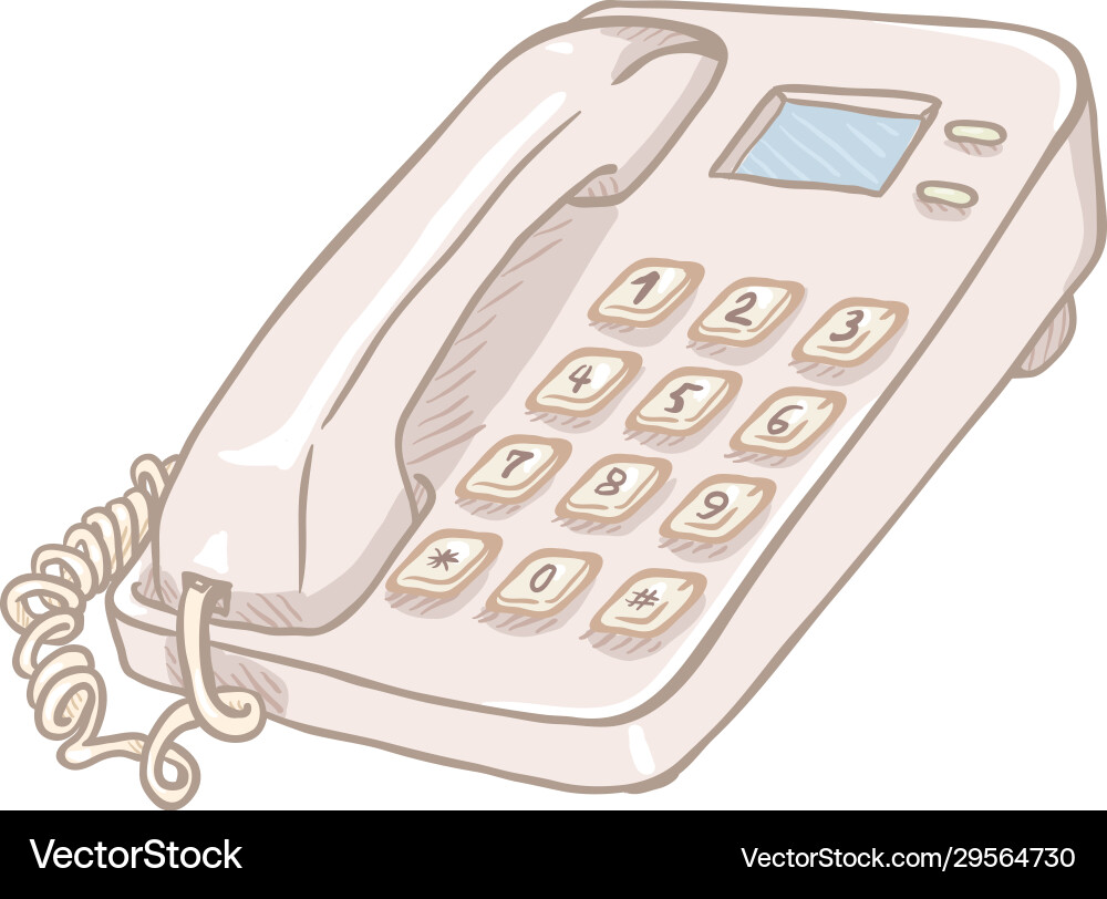 Cartoon white office telephone Royalty Free Vector Image