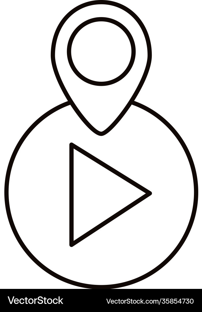 Digital marketing play button with gps mark line Vector Image