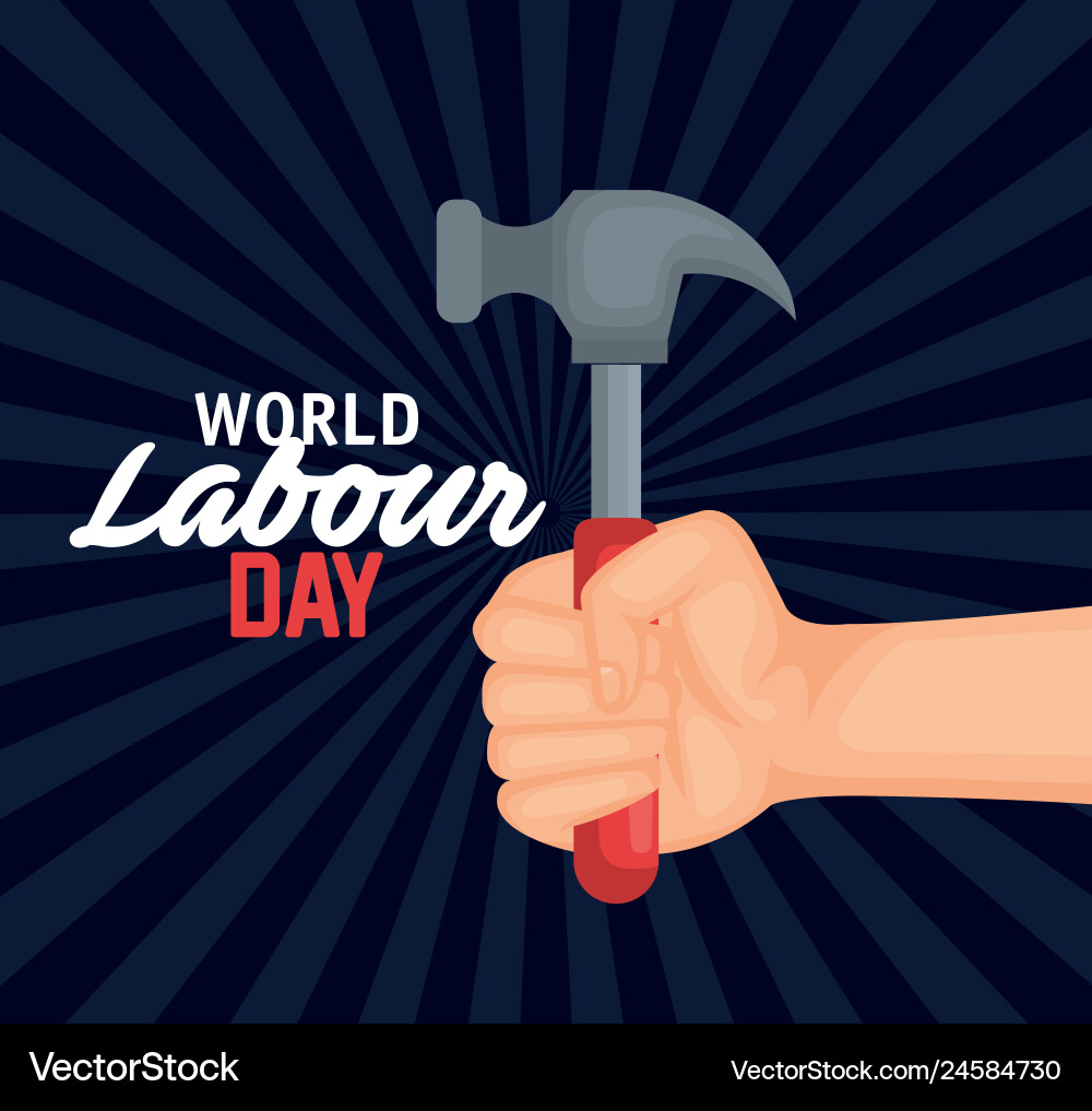 Hand with hammer to labour day celebration Vector Image