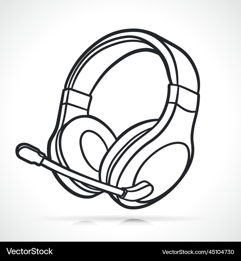 Headphones black and white Royalty Free Vector Image