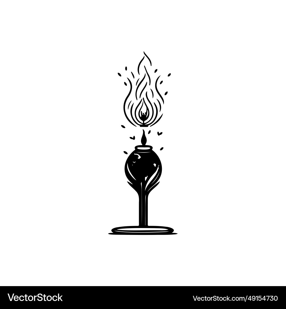Incense candle icon hand draw black colour Vector Image