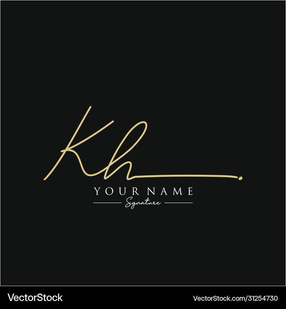 Letter kh signature logo template Royalty Free Vector Image