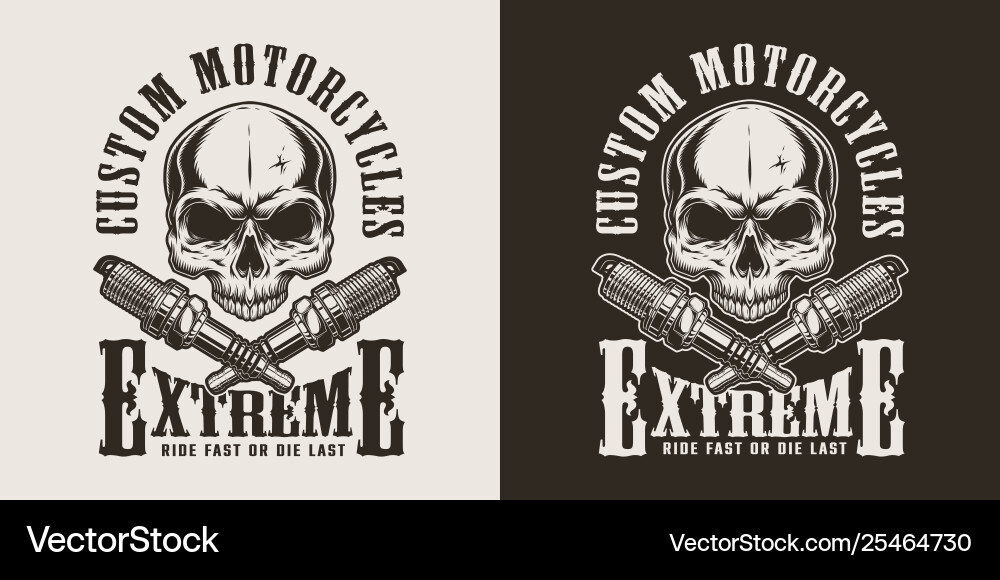 Monochrome motorcycle repair service label Vector Image