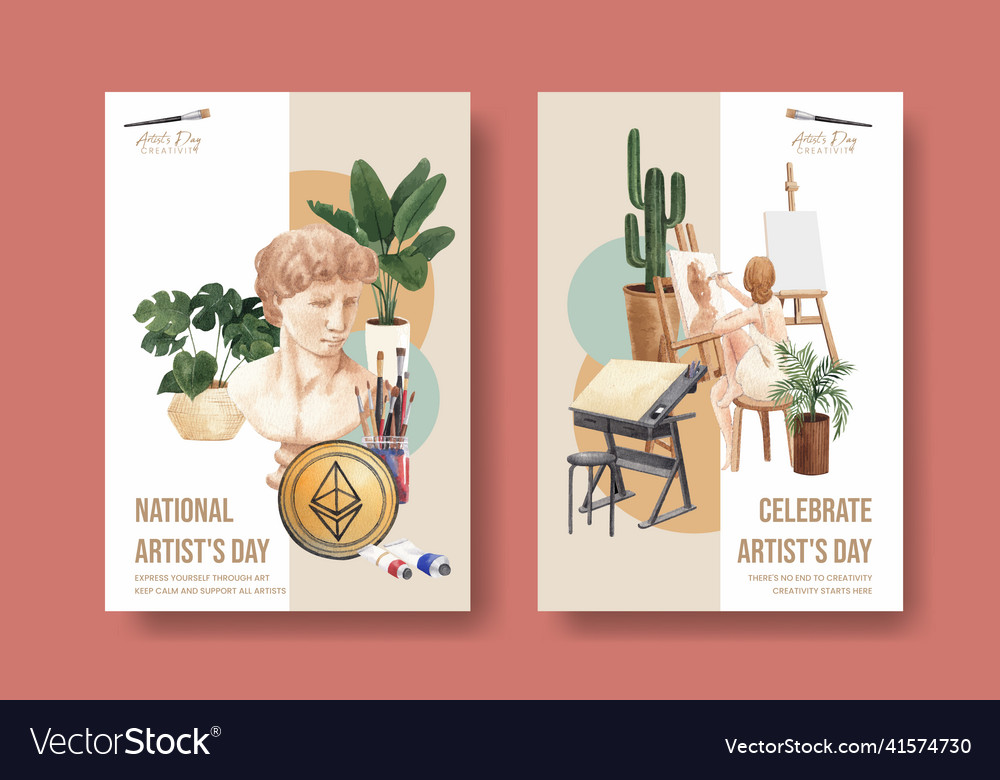 Poster template with international artists day Vector Image