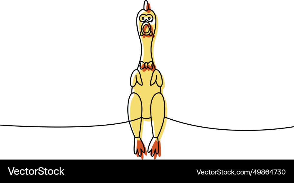 Rubber chicken toy pet one line colored Royalty Free Vector