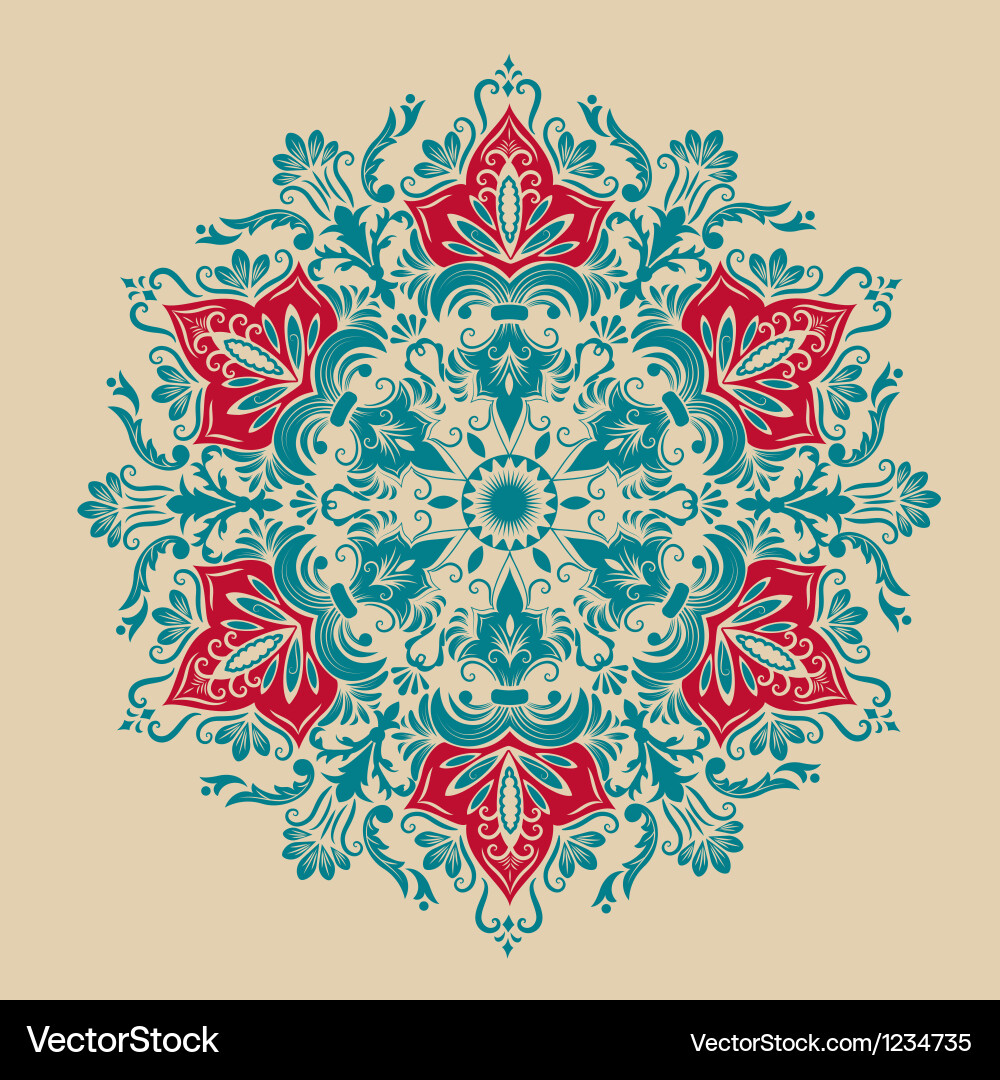 Damask floral arabesque motif Royalty Free Vector Image