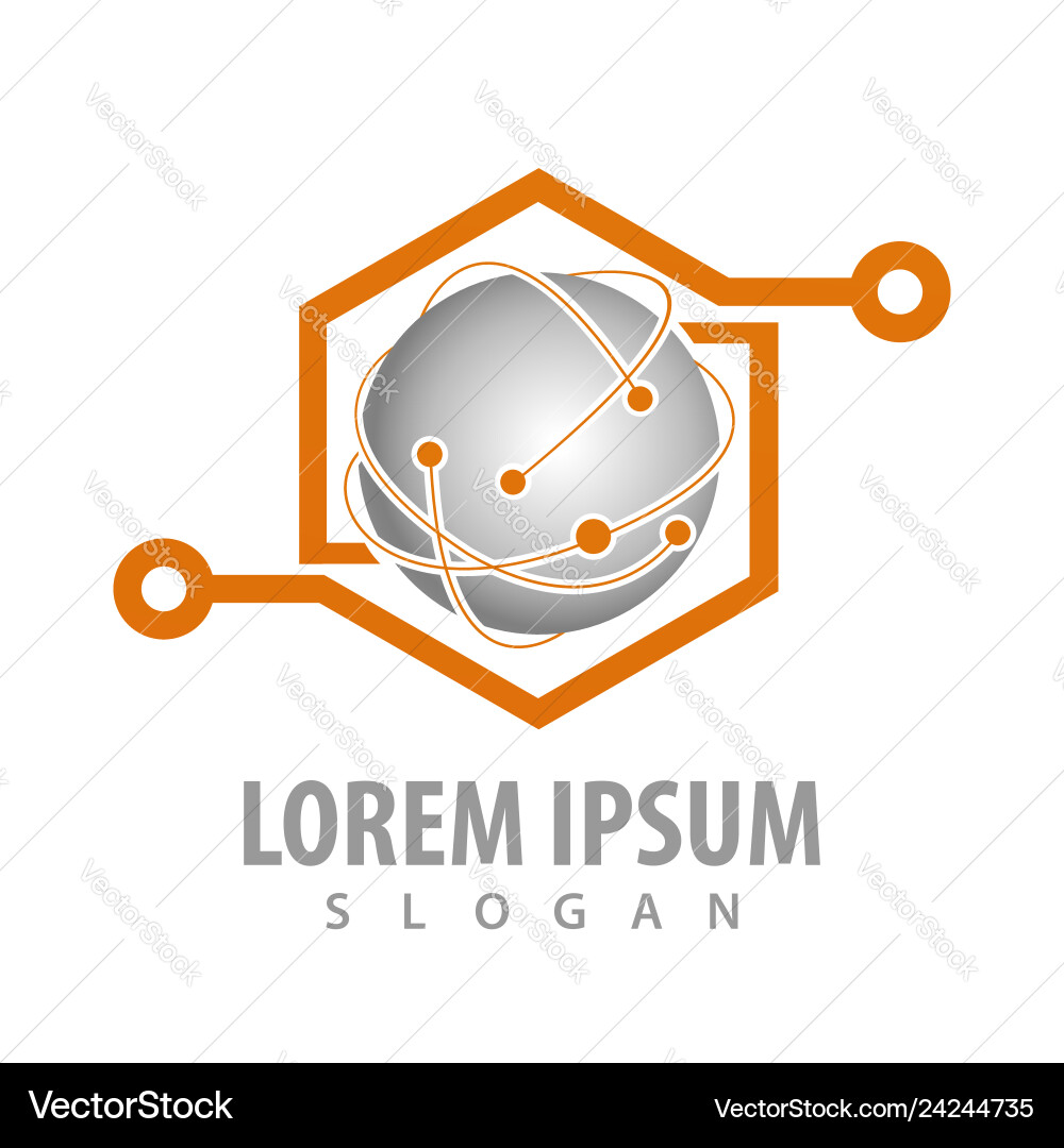 Global sphere hexagon logo concept design symbol Vector Image